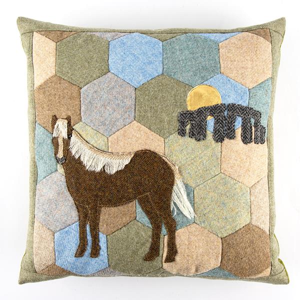 pattern| A Very English Cushion| wool applique| Tweed| horses| Pony ...