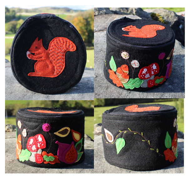 circular bag | circular case | sewing box | primitive appliqué | wool ...